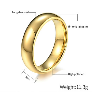 ANAZOZ Engravable Tungsten Rings, 6MM & 4MM Polished Gold Matching Rings for Your Best Friend, Women Size 9 + Men Size 10