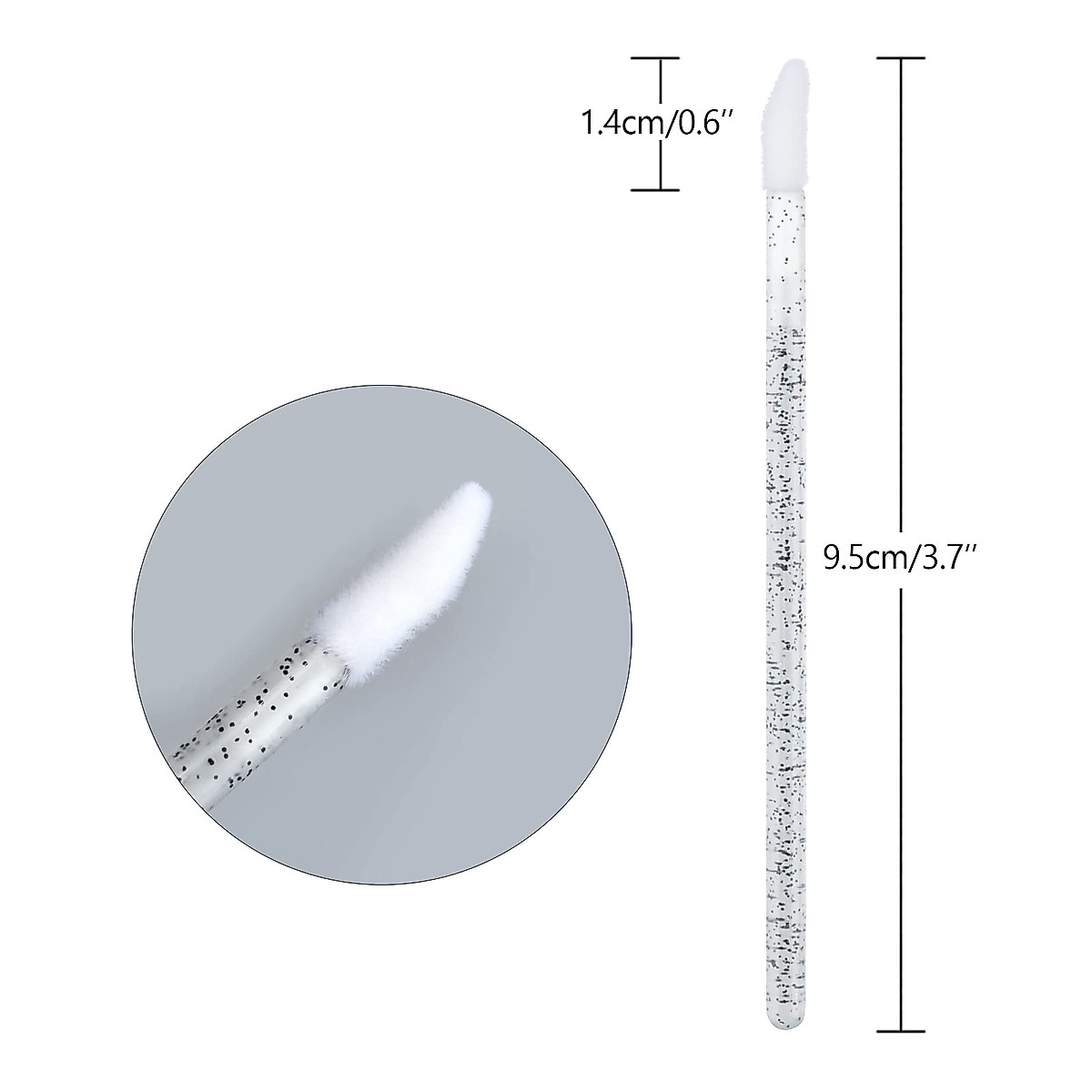 GCQQ 200Pcs Lip Applicators Disposable, Lipstick Brushes Crystal, Black Lip Wands, Soft Lip Brushes, Lip Brushes Applicator for Appling Lipstick, Lash Extension, Nail Polish