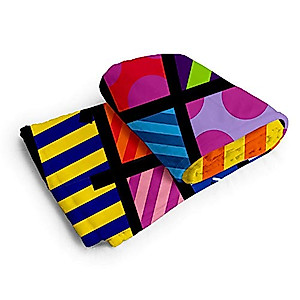 BRITTO Romero Luxe Blanket & Throw (Colorful Landscape) Geometric Artwork Pattern, 60 x 80in
