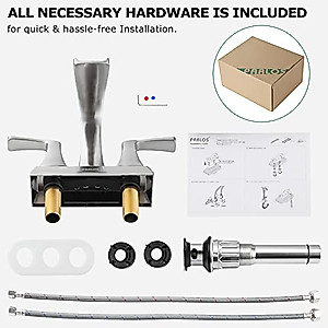 PARLOS 2 Handles Waterfall Bathroom Faucet with Pop-up Drain and Faucet Supply Lines, Brushed Nickel, Doris 14068