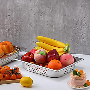 2 Pack Deep Perforated Steam Pan Stainless Steel Half Size Perforated Steam Table Food Pan Restaurant Supplies for Kitchen (12.8'' x 2.56'' x 10.43'')