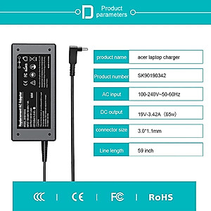 Pa-1450-26 Acer Charger Compatible with Acer Aspire a515-54 Charger for Acer a115-31-c0yl Charger and Acer Chromebook C720 Charger, Included AC Adapter and Power Cord