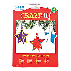 Baker Ross EF927 3D Wooden Christmas Tree - Pack of 6, Decoration Kits, Christmas Arts and Crafts for Kids to Decorate and Personalize