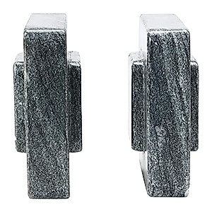 Main + Mesa Square Marble Bookends, Black