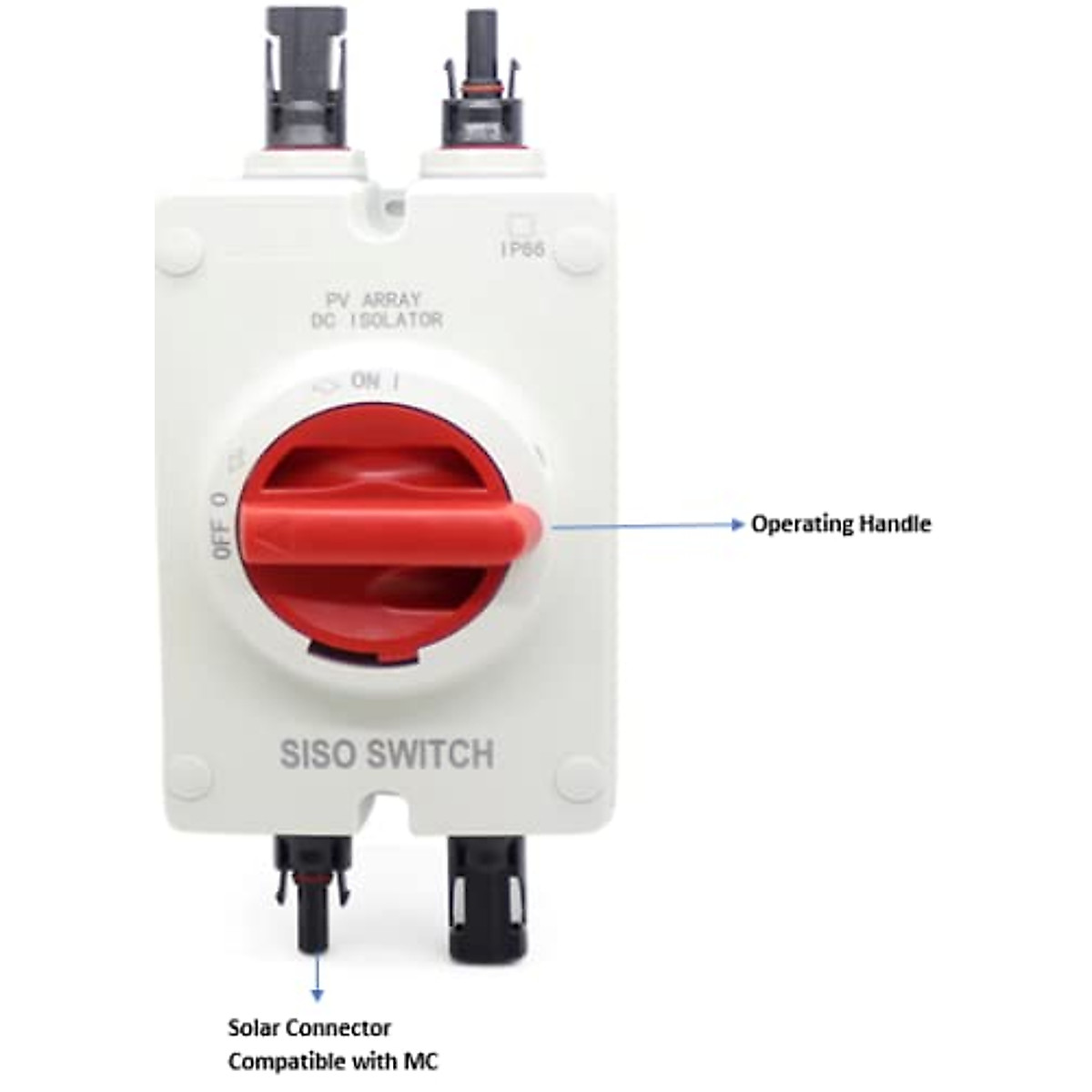 Solar 32A PV DC Switch Disconnector with Waterproof IP66 Isolator for Off/On-Grid Solar Power System RV, Boat, Residential, Commercial Solar Installations