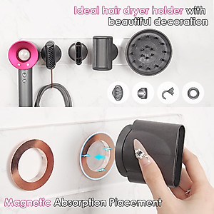 Floatant Wall Mount Hair Dryer Holder Compatible with Dyson Supersonic, Hair dryer holder, Acrylic Attachments Organizer with Hooks for Accessories Nozzles, Wide-Tooth Comb, Diffuser (Transparent)