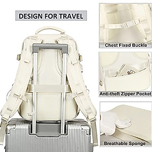 Travel Backpack for Women Men 15.6 Inch Laptop Backpacks with USB Port Carry on Backpack Flight Approved Large Back Packs College Bookbags Outdoor Sports Hiking Rucksack Casual Daypack (White)
