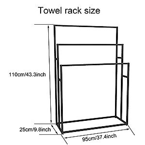 Large Size Standing Towel Racks for Bathroom, Freestanding 3 Tiers Modern Blanket Rack for Living Room, Metal Towel Ladder
