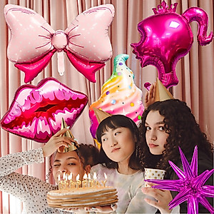 130Pcs Hot Pink Girls Balloons Garland Arch Kit Birthday Party Supplies, Pink Princess Party Theme Decoration, Suitable for Barbie Theme Party Girls Birthday Balloon Set