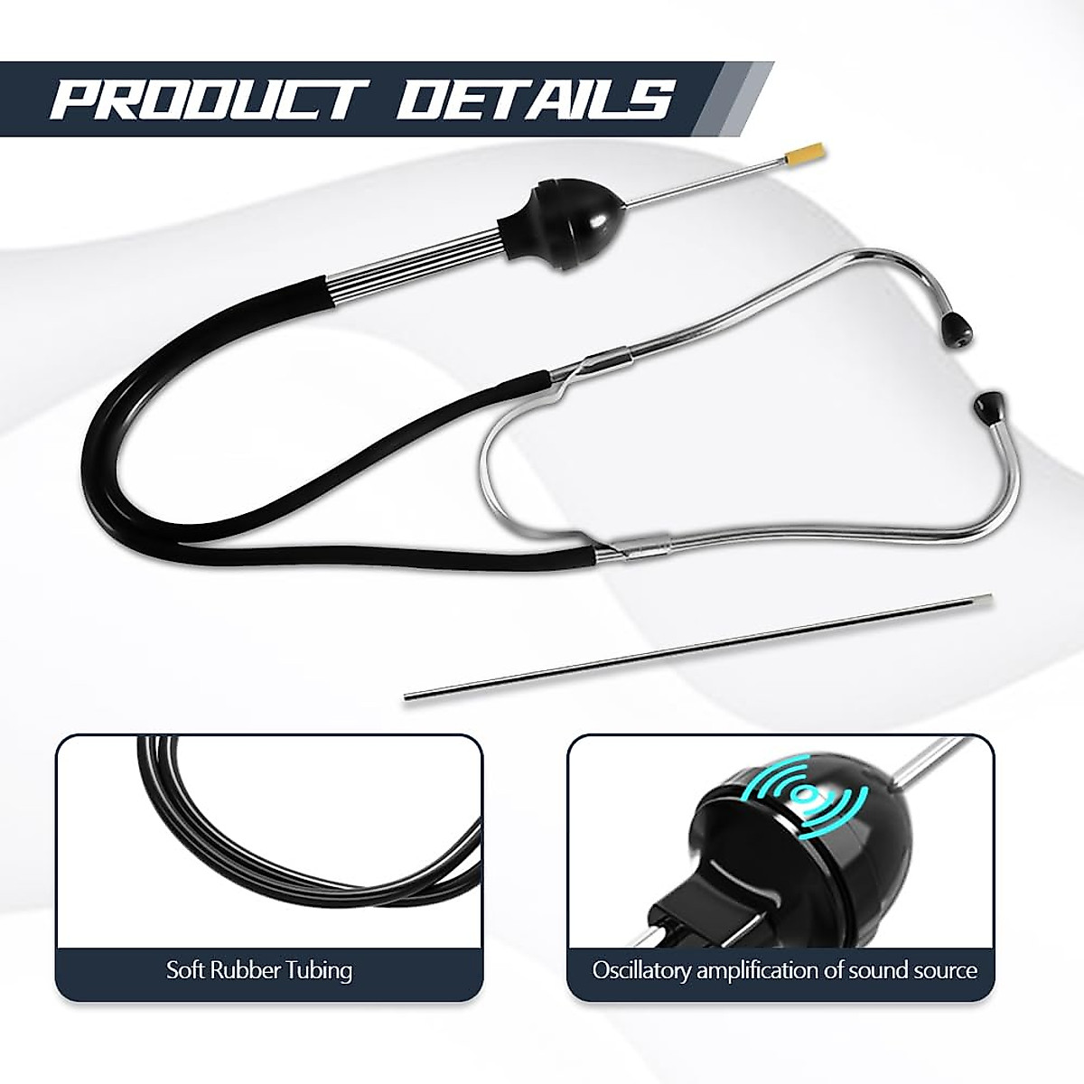 WINUERK Mechanic Stethoscope, Automotive Engine Diagnostic Sensitive Hearing Tool, Automotive Stethoscope Kit, Car Stethoscope Automotive Engine Diagnostic Tool for Cars, Trucks and Motorcycles