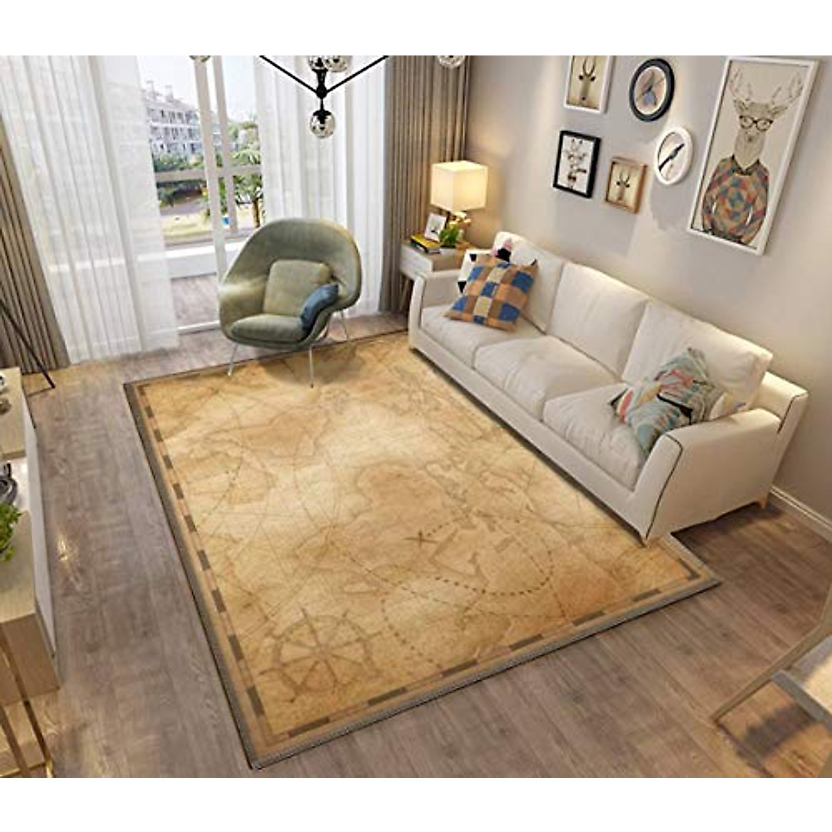 Home Area Runner Rug Pad Old World map Thickened Non Slip Mats Doormat Entry Rug Floor Carpet for Living Room Indoor Outdoor Throw Rugs