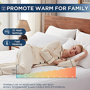 Westinghouse Full Size Heated Mattress Pad, Bed Warmer Electric Mattress Cover with 10 Heat Settings Dual Controller, 1-12H Auto Shut Off, Fit Up to 15" Deep Pocket, 54x75 Inch