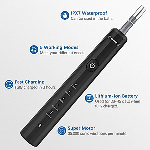 Szong Adult Toothbrush 4 Pack Brush Black