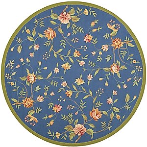 SAFAVIEH Chelsea Collection Area Rug - 8' Round, Light Blue, Hand-Hooked French Country Wool, Ideal for High Traffic Areas in Living Room, Bedroom (HK263D)