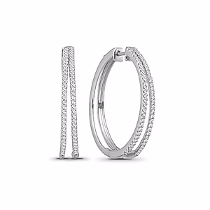 ARAIYA FINE JEWELRY Sterling Silver Diamond Hoop Earrings (1/2 cttw, I-J Color, I2-I3 Clarity)