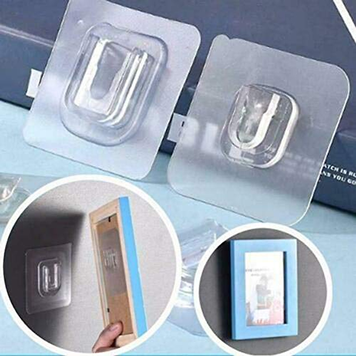 6pcs Adhesive Hooks Heavy Duty Stick on Wall Hooks Water-Proof Rustproof Wall Hooks Adhesive Holders for Hanging Socket, Trash Cans, Toilet Brushes, Flower Pots, Pictures, Photo Frames Clear