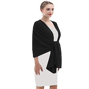 olyrjie Chiffon Shawl Womens Wrap for Evening Dress Wedding Scarf Fashion Pashmina Black