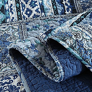 NEWLAKE Cotton Bedspread Quilt Sets and Quilted Throw Blanket Bundle