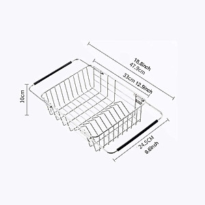 Plate Rack Draining Dish Rack Expandable Dish Drying Rack Organizer And Utensil Cutlery Holder, Stainless Steel Over Sink Dish Rack Pan Plate Holder