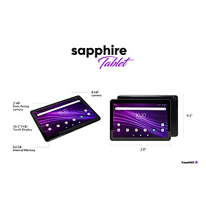 TravelWifi Sapphire Tablet Mobile Hotspot, 10.1" Full HD Touch Screen, Portable WiFi Hotspot for Travel in 130+ Countries, Preloaded 3GB Free Global Data, CloudSIM Technology