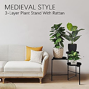 CAPBIAS Metal Plant/Flower Stand Indoor or Outdoor, 3 Tier Tall Plant Stand Shelf Holds 3-Flower Pot for Patio Garden, Living Room and Corner Balcony (Black,1Pack)