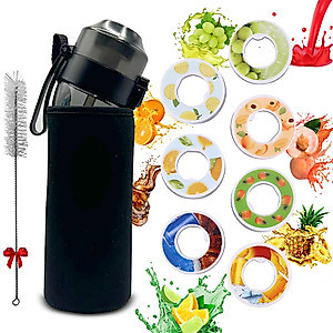 Water Bottle With Flavor Pods, BPA FREE, Air Water Bottle, Tritan, Water Bottle 650 ML, Sports Water Bottle (Black)