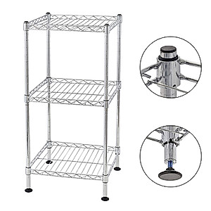 3-Tier Wire Shelving Rack Shelf Household Kitchen Storage Metal Shelf Organizer