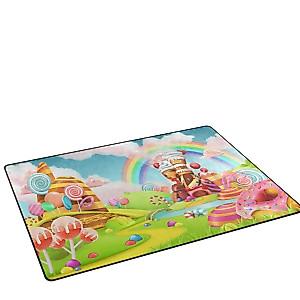 ALAZA My Daily Sweet Candy Land Cartoon Area Rug 20" x 31", Door Mat for Living Room Bedroom Kitchen Bathroom Decorative Lightweight Foam Printed Rug