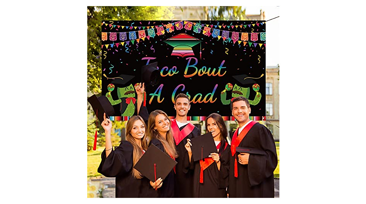 Taco Bout A Grad Mexican Graduation Backdrop Banner for Class of 2023