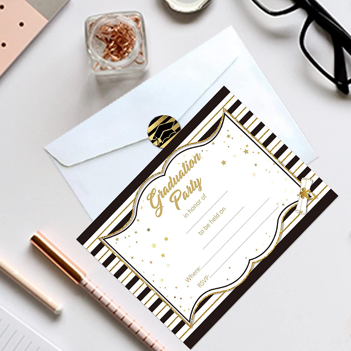 Omgouue Graduation Party Supplies Invitations with Envelopes 2024,Grad Congrats Announcements 32Ct