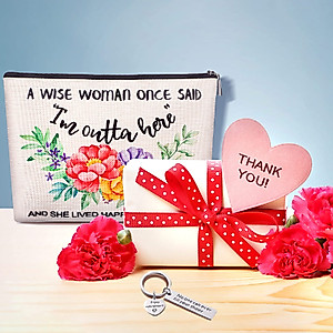 Weewooday Retirement Present for Women Retired Makeup Bag and Keychain for Wife Mom Grandma Coworkers Teachers(Chic)