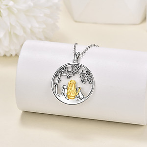 YAFEINI Dog Necklace Sterling Silver Girl and Dog Pendant Memorial Jewelry Gifts for Women Pet Lover