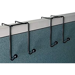 Tetra-Teknica CWH-02-2P 3 Inch Space Addition Wire Double Hook for Partition Wall Cubicle Panel, Color Black, 2 per Pack