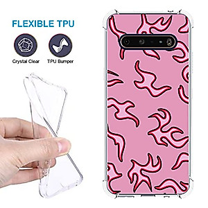 zaztify Compatible with LG V60 ThinQ/ThinQ 5G UW, Pink Spark Flame Fire Print Blaze Trendy Cute Pattern Shockproof Protective Anti-Slip Thin Slim Soft Clear Phone Case Cover Shell