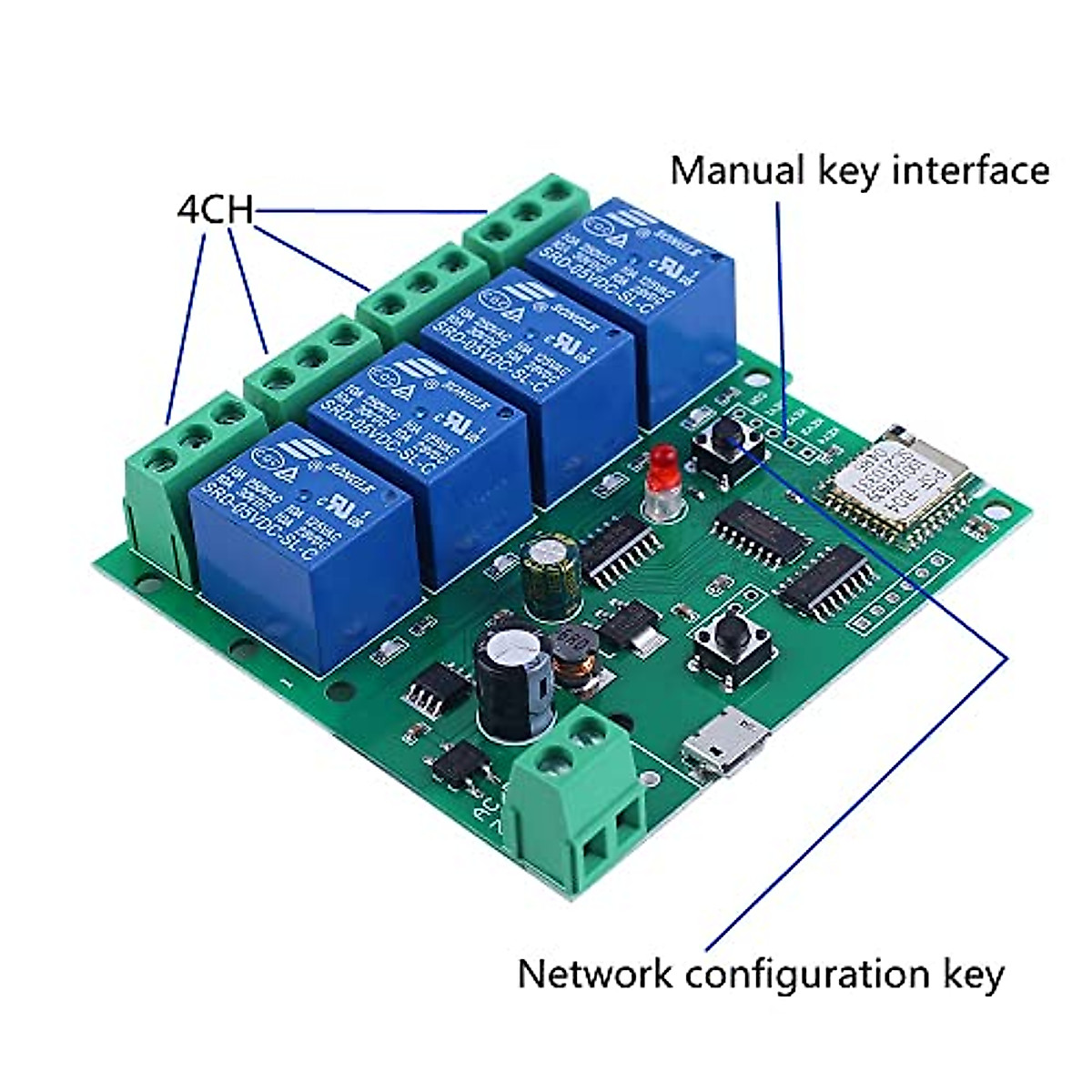 4 Channel Relay WiFi Module DC 12V 24V Switch Interlock Inching Self-Locking APP Remote Controller for Garage Door Smart Home Devices