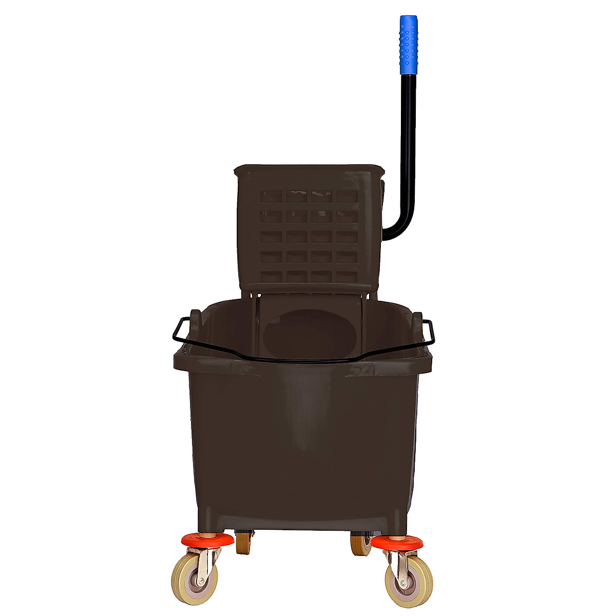 Alpine Industries Commercial Mop Bucket with Side Press Wringer - Mop Bucket with Wheels - Perfect for School, Offices, Resturants, Restrooms - 36 Qt - Brown