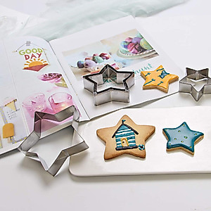SurgeHai Star Cookie Cutter Set, 4-Piece Stainless Steel Stars Cutters