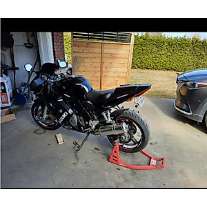 Ruedamann 550 lbs Capacity Motorcycle Stand,Adjustable 9.8"-13.8"W Motorcycle Rear Lift,Motorcycle Storage Lift Stand, Wheel Lift Stand for Sport Bikes,Dirt Bikes,Rear stand, Red