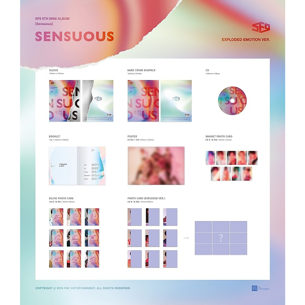 Kakao M SF9 - Sensuous [Exploded Emotion ver.] (5th Mini Album) CD+Booklet+Photocards+1Folded Poster