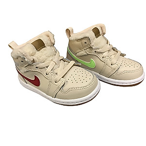 Jordan Baby Girl's 1 Mid Utility (Infant/Toddler) Pearl White/Racer Blue/Dark Driftwood 9 Toddler M