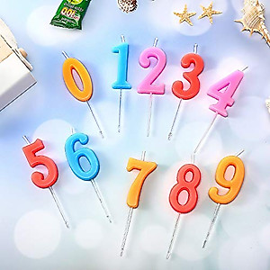 12 Pieces Birthday Number Candle Cake Numeral Candles Christmas New Year Rainbow 0 - 9 Cake Topper Decoration for Birthday, Party, Wedding, Celebration, 10 Pieces of 0 - 9 and Extra 2 Pieces of 1, 2