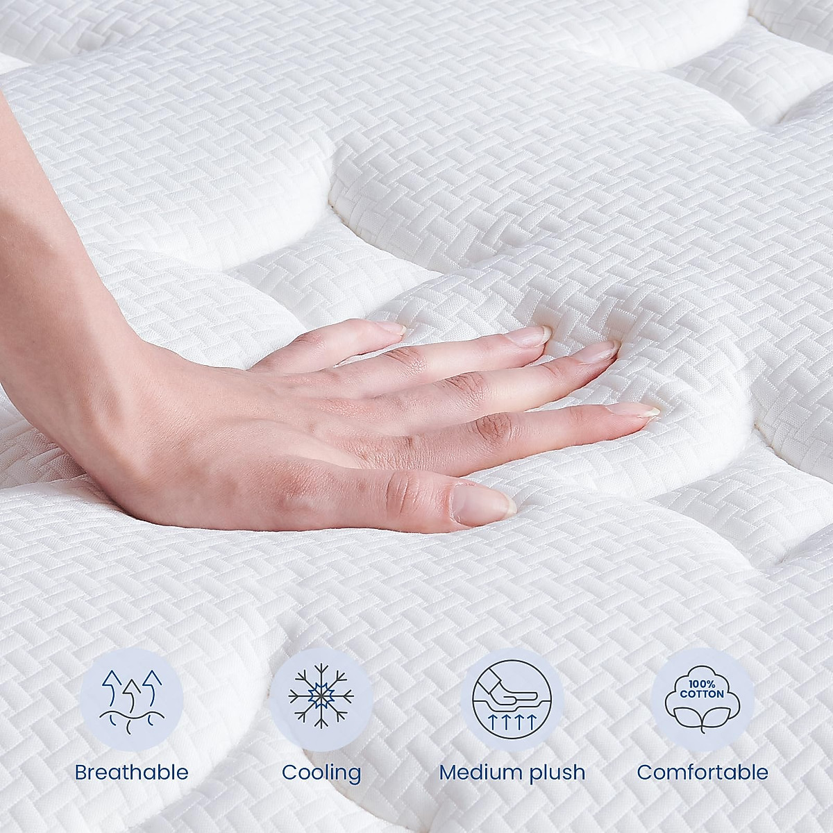 Dourxi King Mattress, 12 Inch Hybrid King Size Gel Memory Foam Mattress in a Box, Individually Pocket Spring for Pressure-Relief and Supportive, Non-Fiberglass Mattressess - Medium