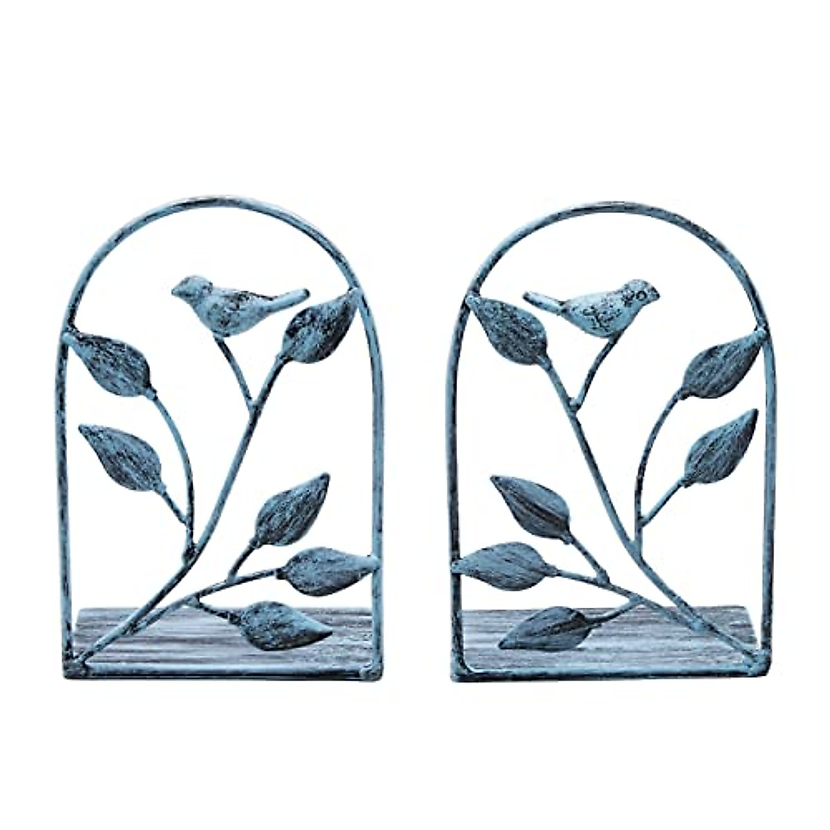 OwlGift Book Ends Cast Iron Bird Design Rustic Bookends for Shelves, Non-Skid Bookend, Heavy Duty Metal Book Stopper for Books/CDs, Decorative Book Shelf for Home - Turquoise