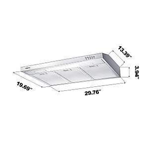 CIARRA Ductless Range Hood 30 inch Under Cabinet Hood Vent for Kitchen Ducted and Ductless Convertible CAS75918A