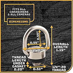 Danger Buddies Camera Carabiner Clip D-Ring - Easily Attach a Carabiner to your Camera with this 1/4-20 Tripod Mount D-Ring (2-Pack)