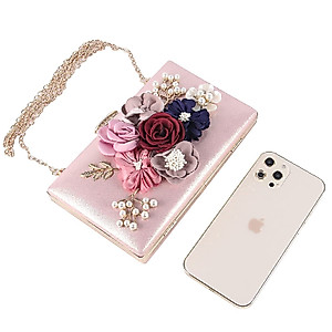 Lanpet Women's Evening Bag for Women, Flower Wedding Evening Clutch Purse Bride Floral Clutch Bag Beaded Evening Handbag