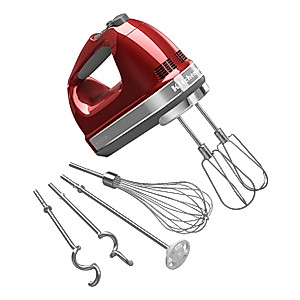 KitchenAid 9-Speed Digital Hand Mixer with Turbo Beater II Accessories and Pro Whisk - Candy Apple Red