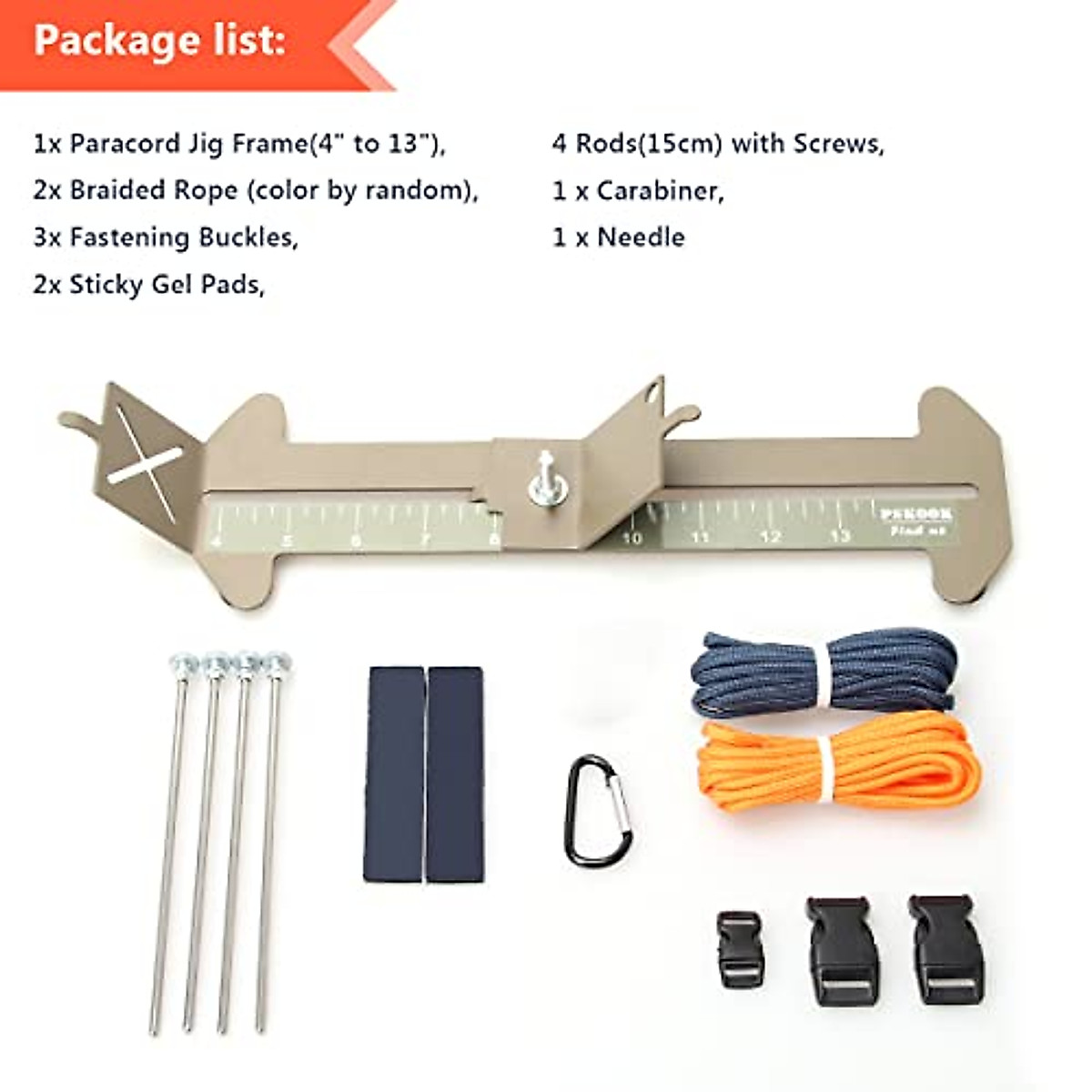 Catcan 2 in 1 Paracord Jig, Paracord Bracelet and Paracord Jig Making Kit, Adjustable Length DIY Craft Paracord Tools 4" to 13" with Free Cord and Buckles