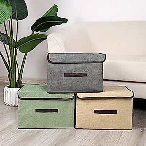 ZIQIAO Non Woven Storage Box, Fabric Multifunctional Fordable Thick Storage Baskets, Used for Wardrobes, Clothes, Books, Cosmetics, Toys, etc. (Green, 14.17x9.06x9.45 inches)