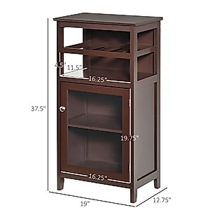 HOMCOM Wine Cabinet with 4 Bottle Wine Rack, Open Shelf, Acrylic Door Cabinet with Adjustable Shelf, Espresso